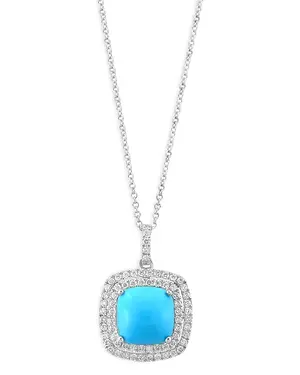 Bloomingdale'S Turquoise And Diamond Pendant Necklace - Blue/white
