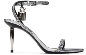 TOM FORD Padlock Heeled Sandals - 1g004 Silver