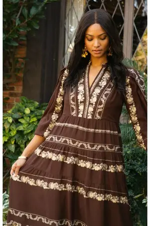 Hale Bob Luna Embroidered Maxi Dress