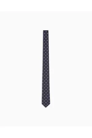 Emporio Armani Pure Silk Jacquard Micro-eagle Tie - Navy