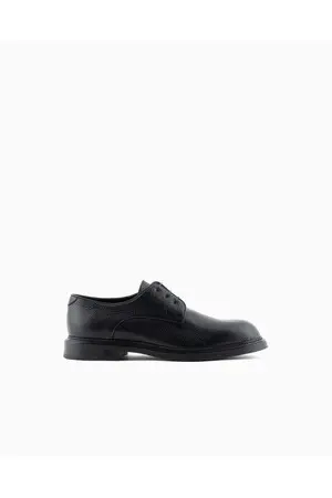 Emporio Armani Pebbled Leather Derby Shoes - Black