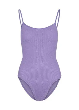 Hunza G Pamela Seersucker Swimsuit Lilac