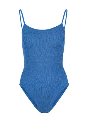 Hunza G Pamela Seersucker Swimsuit Mid Blu