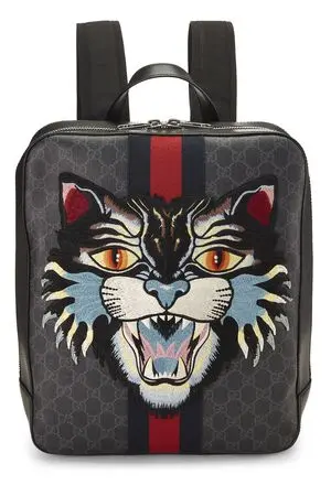 Gucci Gg Supreme Canvas Angry Cat Web Backpack