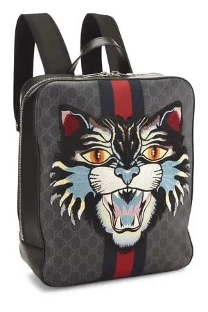Gucci Gg Supreme Canvas Angry Cat Web Backpack