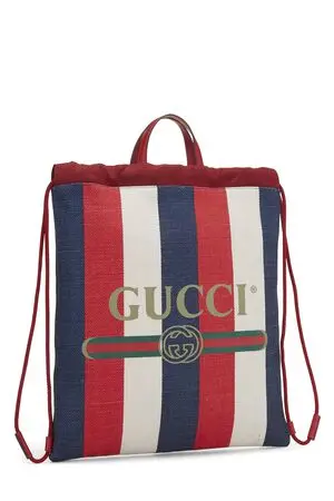 Gucci Striped Drawstring Backpack
