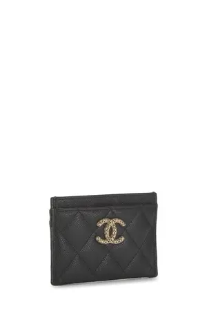 Chanel Quilted Caviar Card Holder - Black