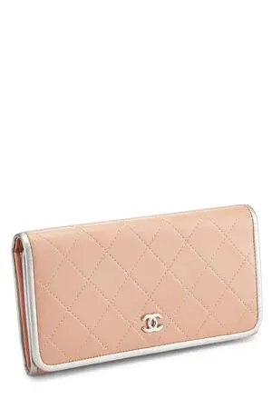 Chanel Silver Lambskin Long Wallet