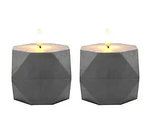 LUMABASE 2ct Geometric Candles W/ 3d Wick Flame - One-color