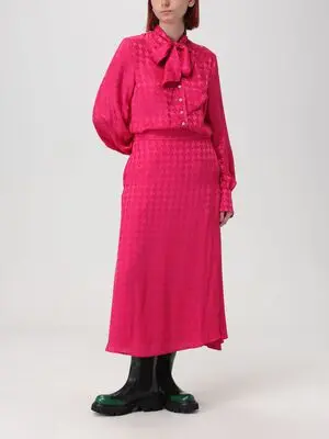MSGM Houndstooth Viscose Blend Shirt - Fuchsia