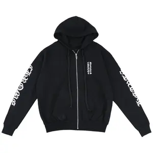 Chrome Hearts Letters Sleeve Fleece Zip Up Hoodie