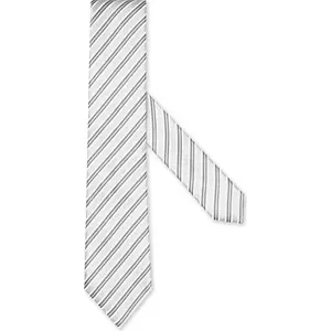 Zegna Evening Regimental Silk & Cotton Tie - Silver