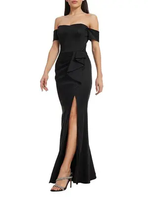 Dress The Population Gabrielle Stretch Satin Gown