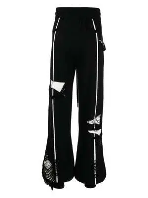 HACULLA. Intarsia-knit Distressed Track Pants - Black