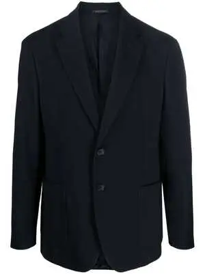 Giorgio Armani Micro-canneté Effect Notched-lapel Blazer - Blue