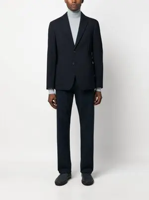 Giorgio Armani Micro-canneté Effect Notched-lapel Blazer - Blue
