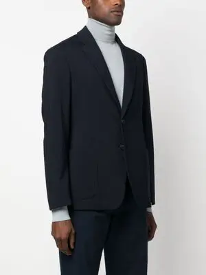 Giorgio Armani Micro-canneté Effect Notched-lapel Blazer - Blue