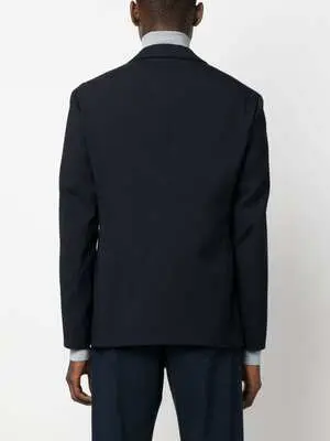 Giorgio Armani Micro-canneté Effect Notched-lapel Blazer - Blue