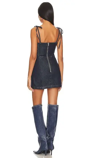 Amanda Uprichard Taylor Denim Skort Romper In Blue