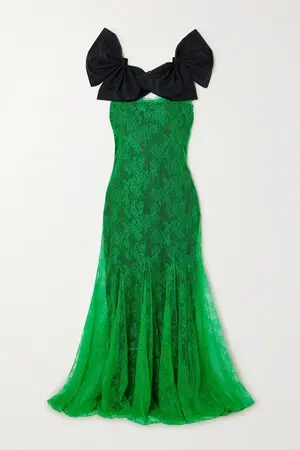 Nina Ricci Lace And Bow-detailed Taffeta Gown