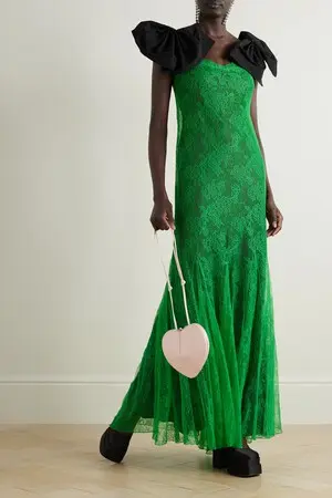 Nina Ricci Lace And Bow-detailed Taffeta Gown