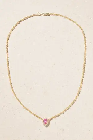 Alison Lou Madison 14-karat Gold, Enamel And Sapphire Necklace