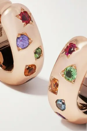 Pomellato Iconica 18-karat Rose Multi-stone Hoop Earrings