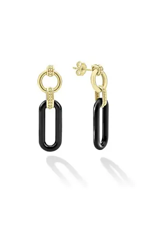 Lagos Signature Caviar Drop Earrings - Gold