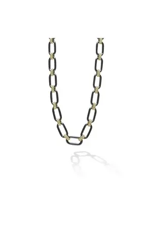 Lagos Signature Caviar 18k And Ceramic Link Necklace - Gold