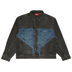 Supreme 2-tone Paneled Denim Jacket - Black