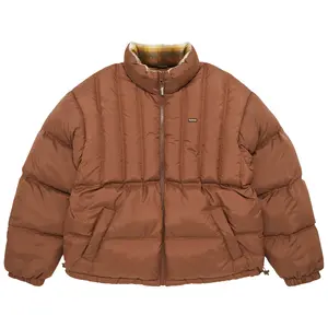 Supreme Flannel Reversible Puffer Jacket - Brown