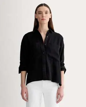 Everlane Everlane Boxy Overshirt In Buttersoft Cotton Black