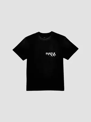 PURPLE BRAND Graphic Logo Knit Jersey Crewneck T-shirt - Black