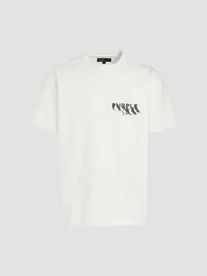 PURPLE BRAND Graphic Logo Knit Jersey Crewneck T-shirt - White