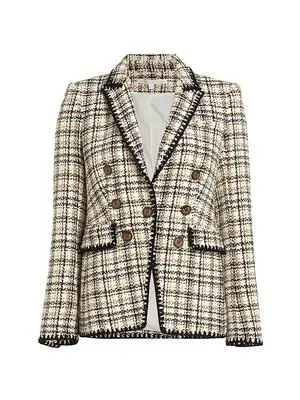 Veronica Beard Women's Lawrence Dickey Plaid Blazer - Ecru Ochre  - Ecru Ochre