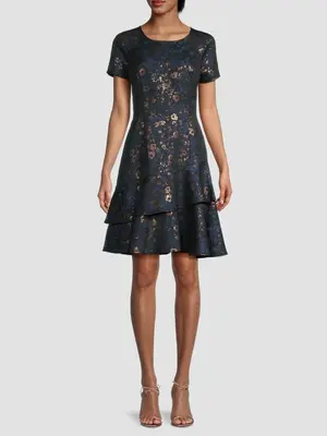 Shani Floral Jacquard Tiered Minidress