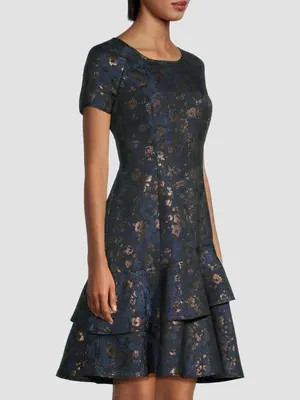 Shani Floral Jacquard Tiered Minidress