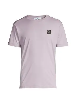 Stone Island Logo Cotton T-shirt Lavender
