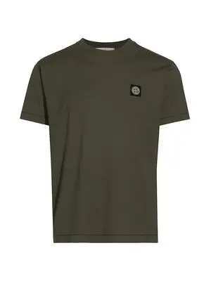 Stone Island Logo Cotton T-shirt Olive