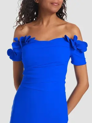 Chiara Boni La Petite Robe Yiana Floral Appliqué Gown - Blue Klein