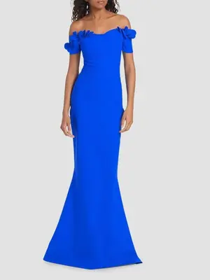 Chiara Boni La Petite Robe Yiana Floral Appliqué Gown - Blue Klein