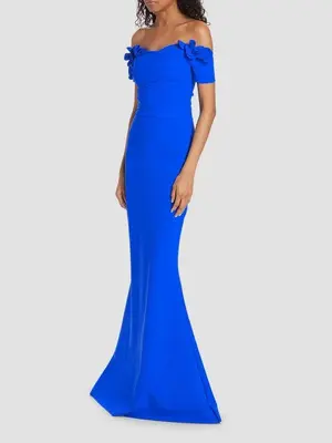 Chiara Boni La Petite Robe Yiana Floral Appliqué Gown - Blue Klein
