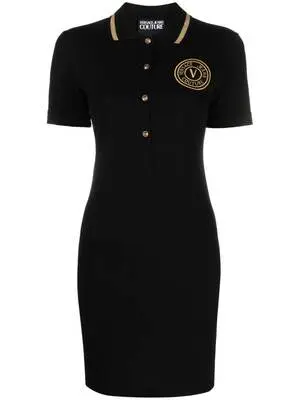 Versace V-emblem Polo Minidress - Black