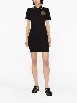 Versace V-emblem Polo Minidress - Black