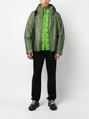 C.P. COMPANY Logo-print Reversible Down Jacket - Green