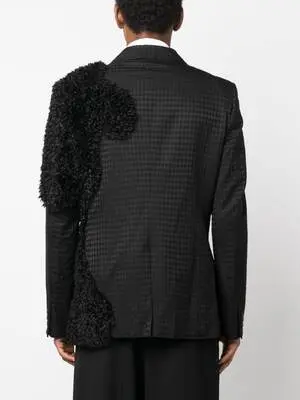 Comme Des Garçons Check-print Shearling-detail Blazer