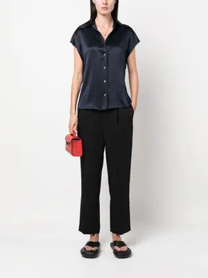 Vince Short-sleeve Silk Shirt - Blue