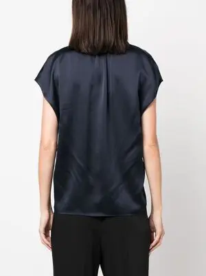 Vince Short-sleeve Silk Shirt - Blue