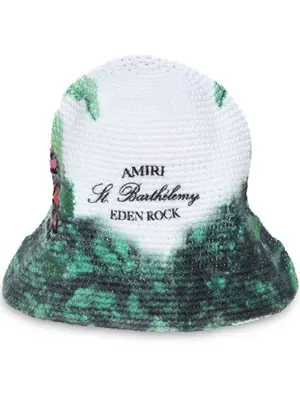Amiri Eden Rock Crochet Bucket Hat - White