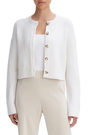 Vince Wool And Cashmere Crop Cardigan Off White